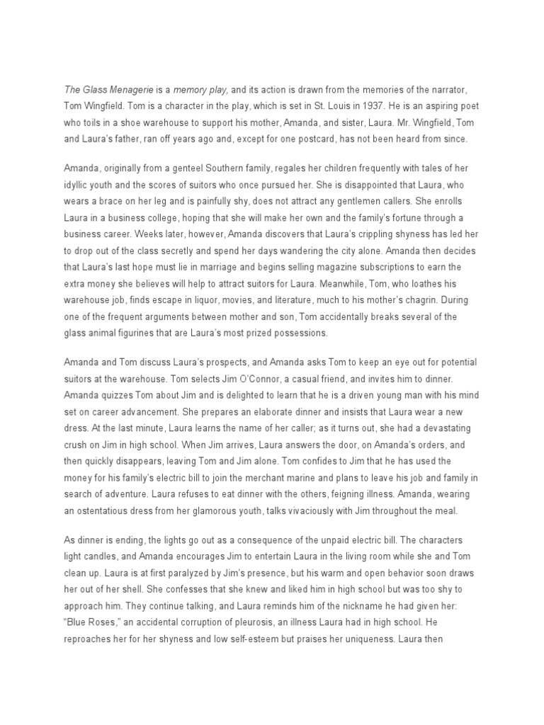 Glass Menagerie Summary | PDF