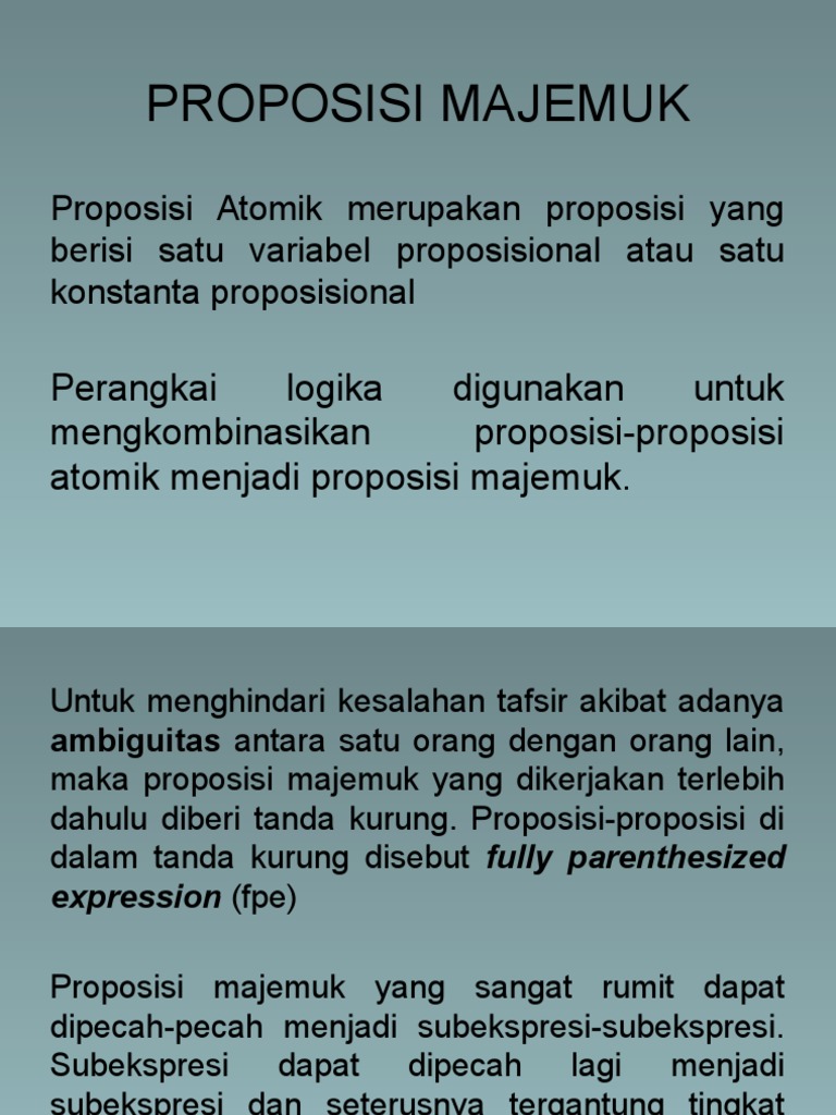 Logika Matematika - Proposisi Majemuk | PDF | Metode & Bahan Ajar