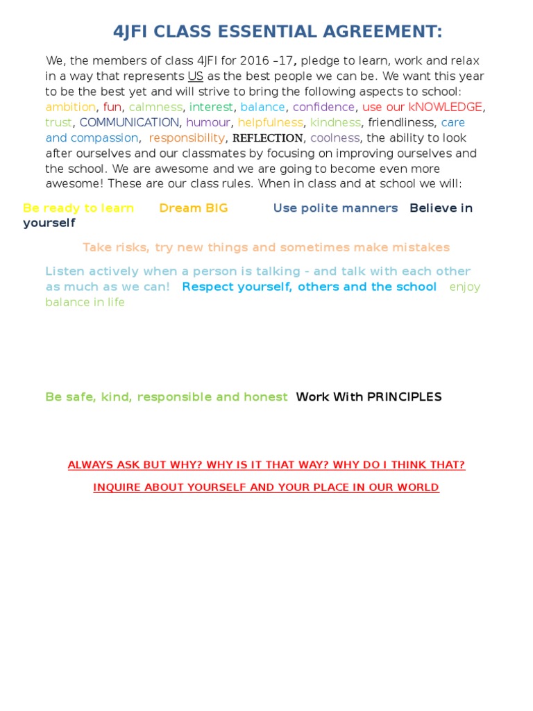 4jfi Class Essential Agreement | PDF