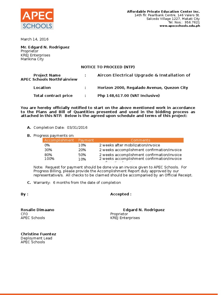 2015 Apec NTP Krej North Fairview | PDF | Business Documents | Invoice