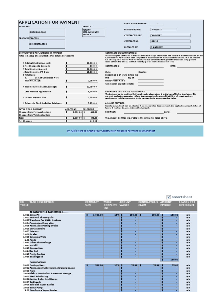 Smith Building Payment Application | PDF | Framing (Construction ...