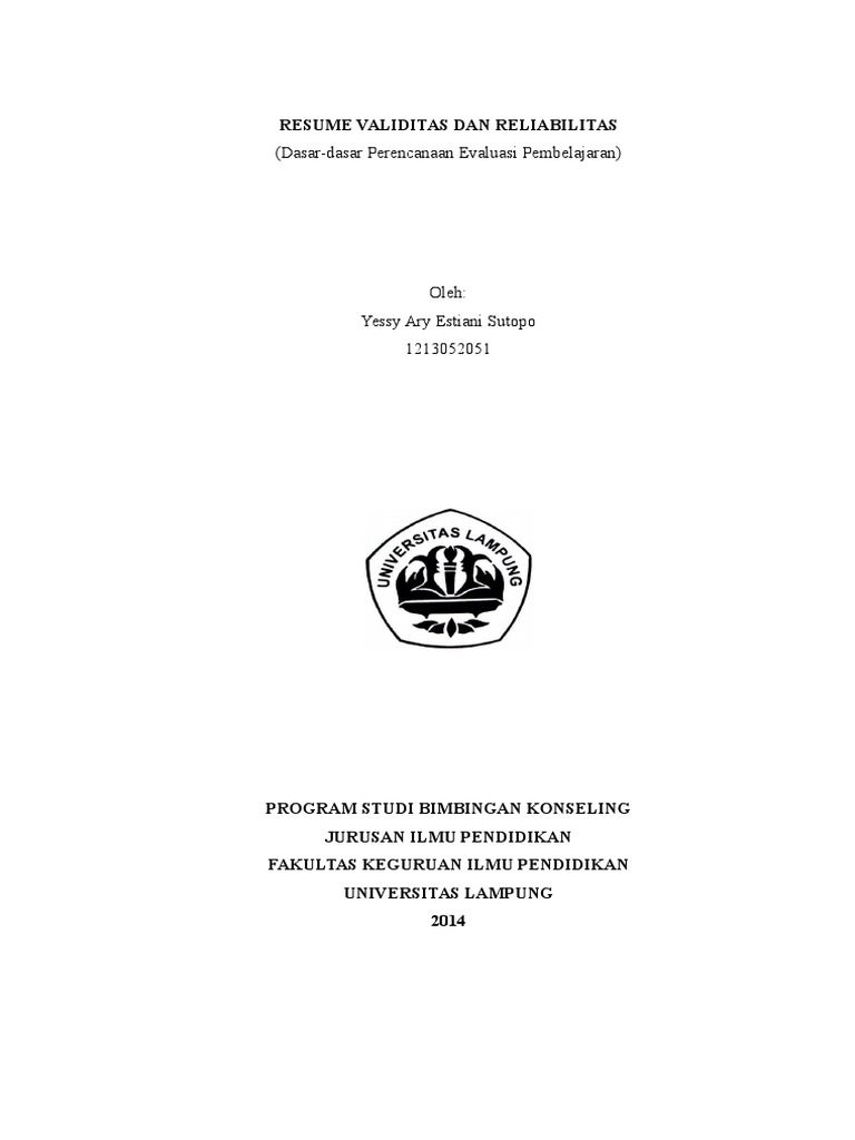 Resume Validitas Dan Reliabilitas | PDF | Karier & Perkembangan