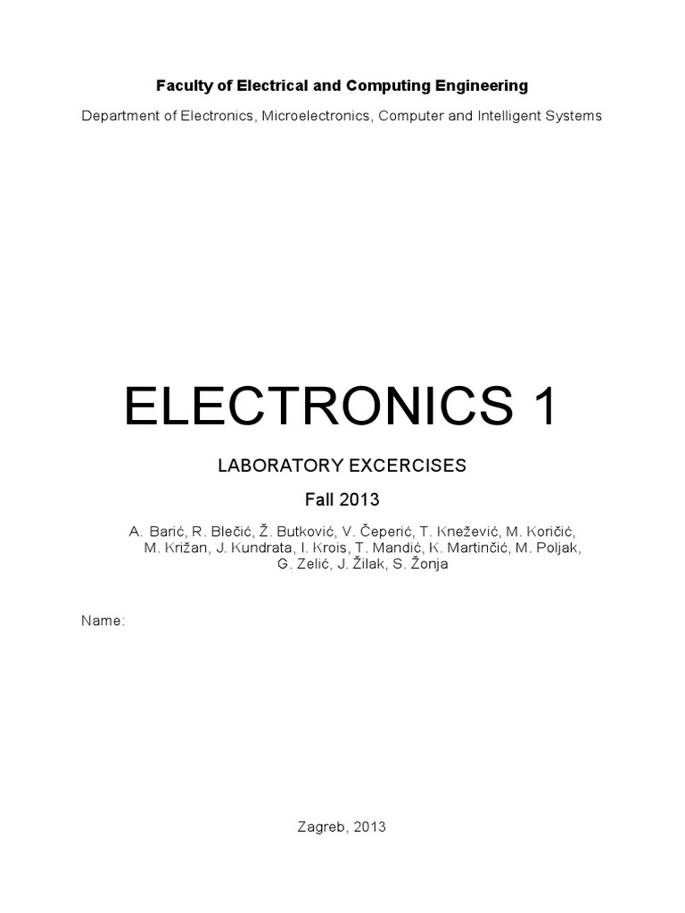 Electronics 1 - Laboratory Exercises | PDF | Bipolar Junction ...