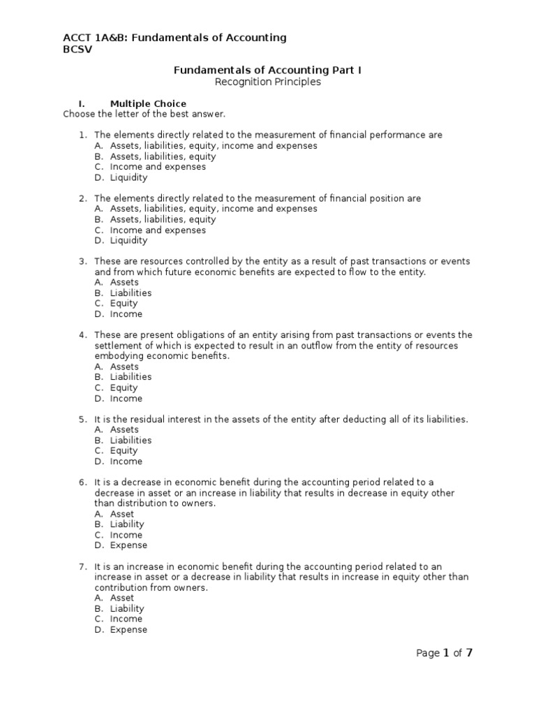 ACCT 1A&B: Fundamentals of Accounting BCSV Fundamentals of Accounting ...
