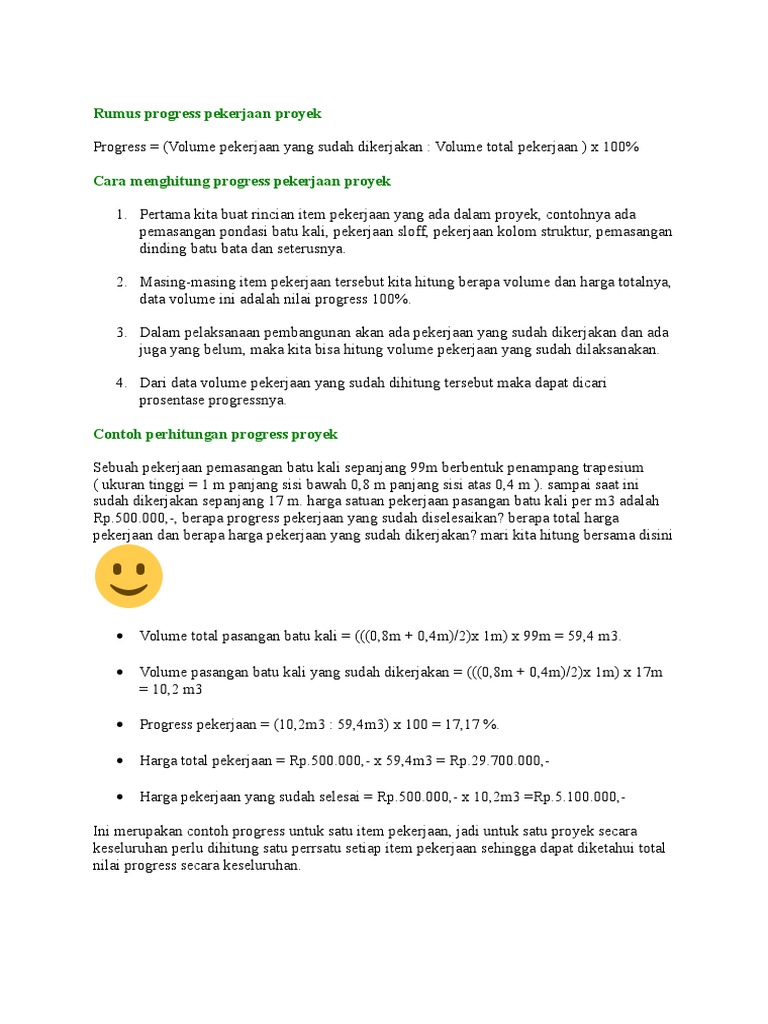 Rumus Progress Pekerjaan Proyek | PDF