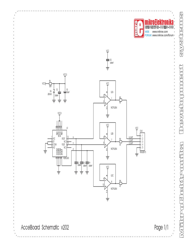 3-Axis Accelerometer Board Schematic Featuring ADXL330 and Triple Axis ...