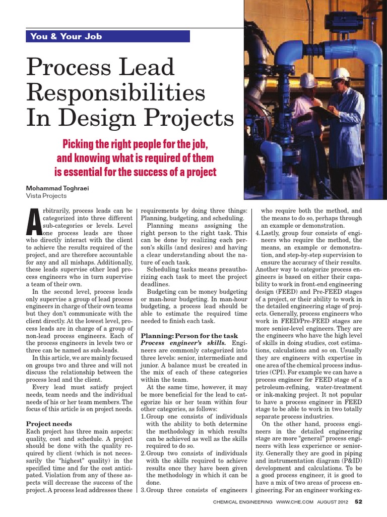 Process Lead Responsibilities | PDF | Process Engineering | Man Hour
