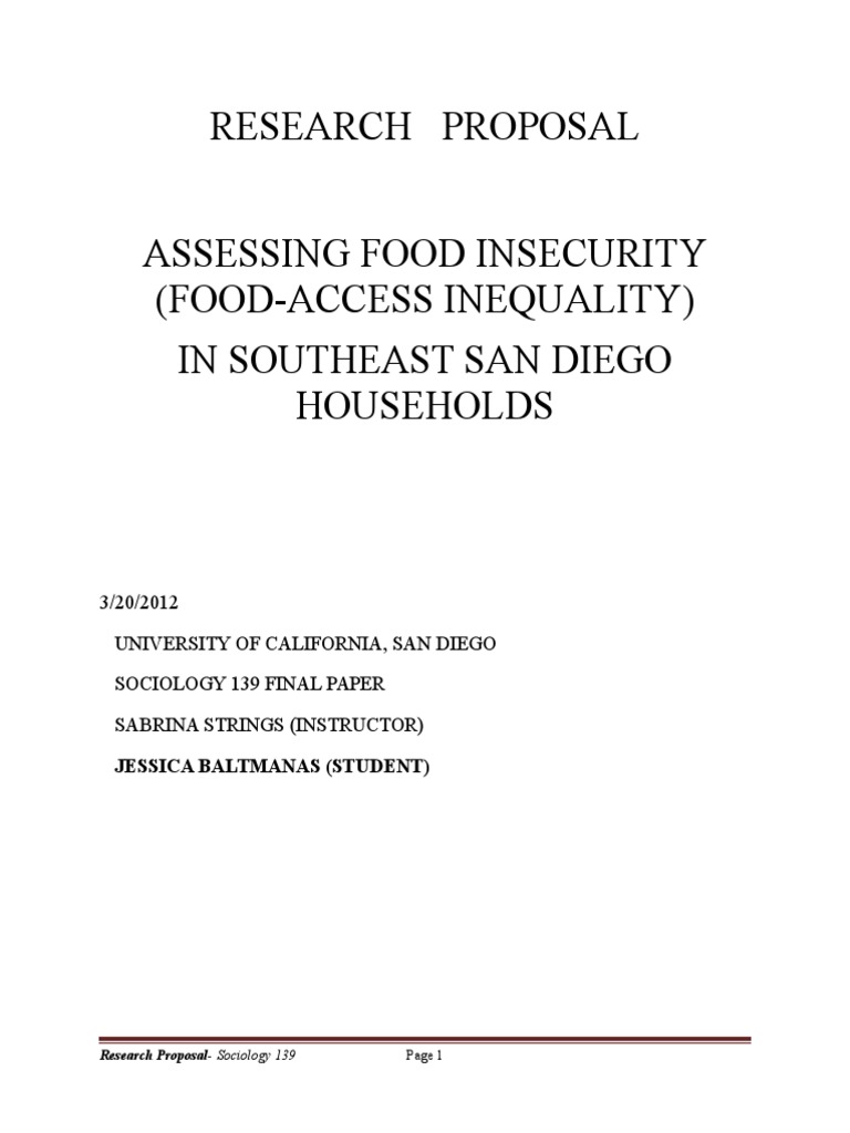 Research Proposal SAMPLE Assessing Food | PDF | Survey Methodology ...