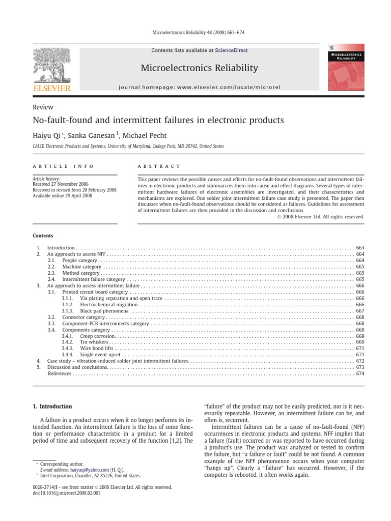 Understanding the Root Causes and Characteristics of No-Fault-Found ...