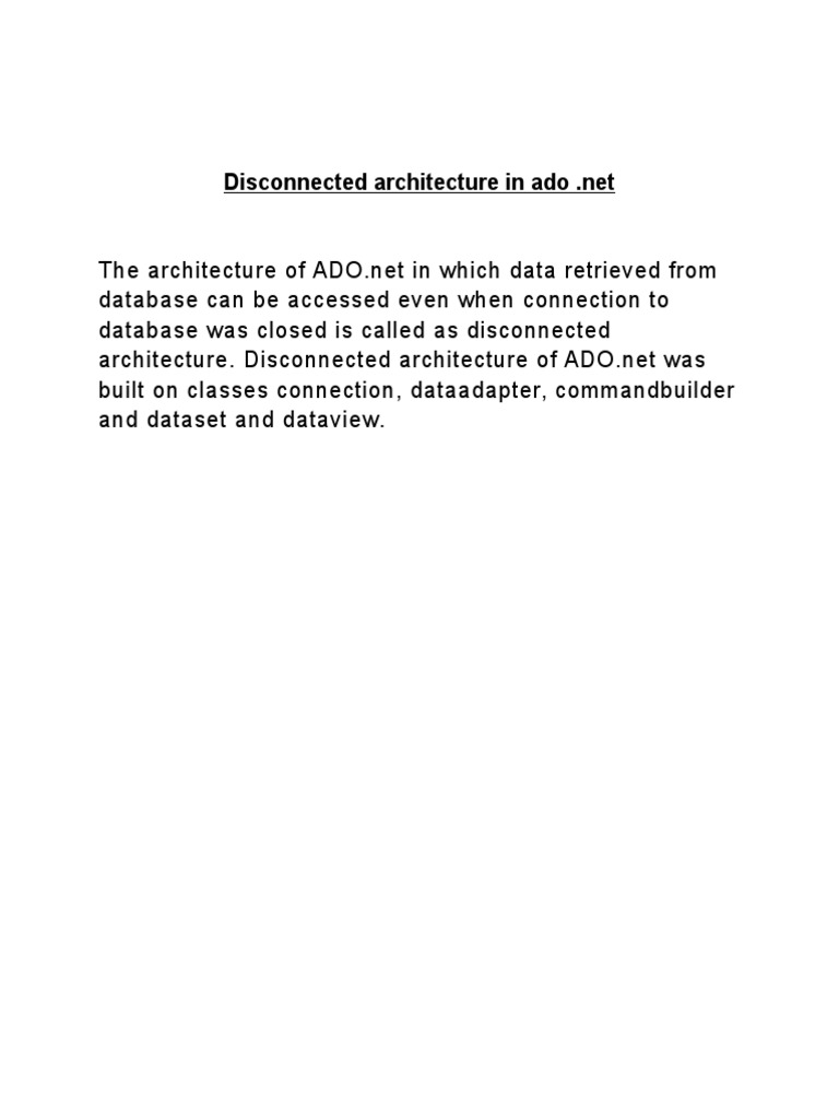 Disconnected Architecture In Ado Pdf Database Index Databases 3789