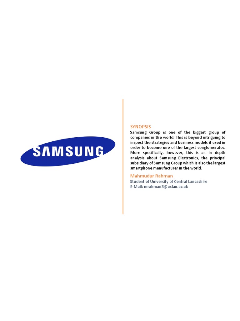Case Study of Samsung Electronics by Mahmudur Rahman | PDF | Samsung ...