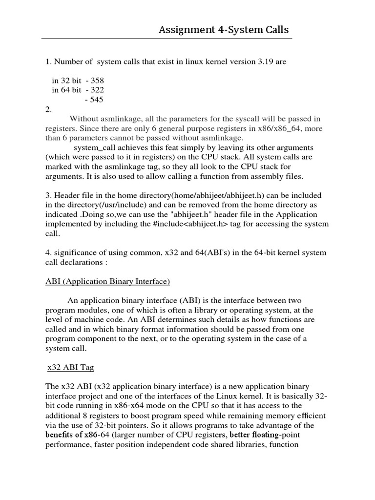 Creating Your System Calls In Linux Pdf 64 Bit Computing Kernel Operating System 0334