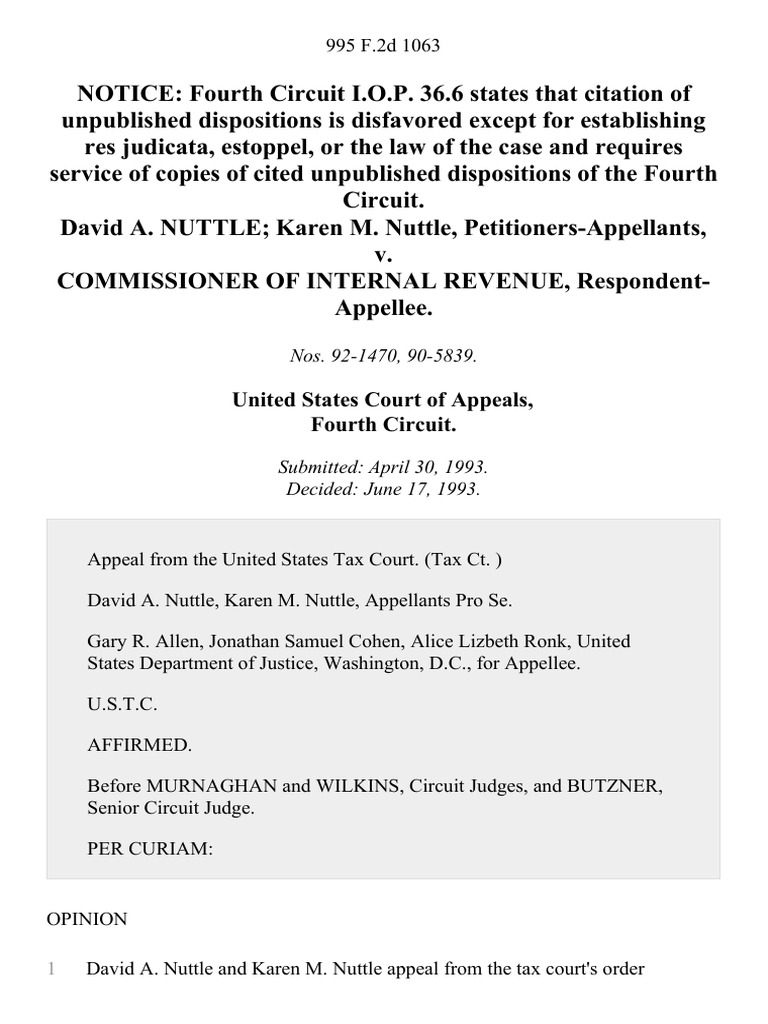 David A. Nuttle Karen M. Nuttle v. Commissioner of Internal Revenue ...