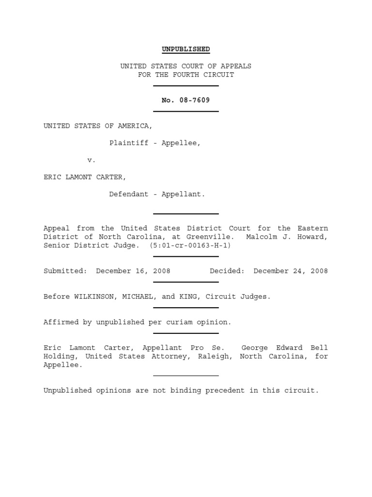 United States v. Carter, 4th Cir. (2008) | PDF | Law