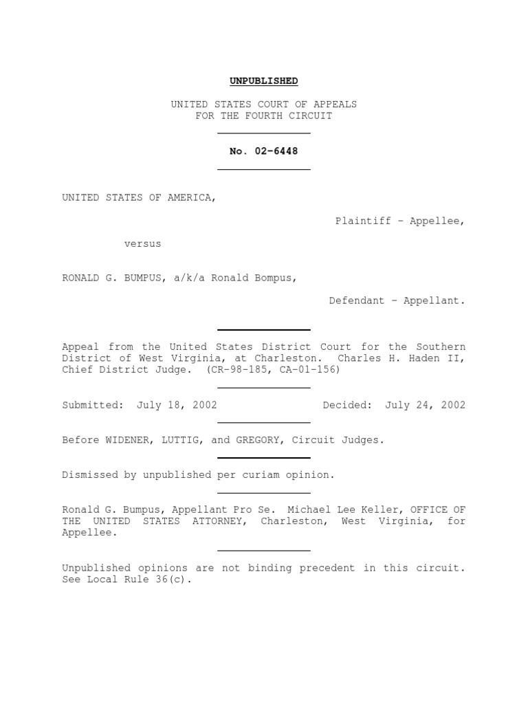 Bumpus v. USA Appeal Dismissed | PDF