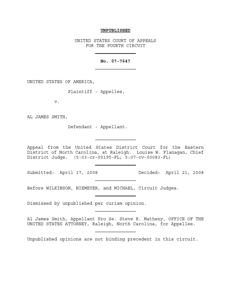 Appeal Dismissal in Smith v. USA Case | PDF