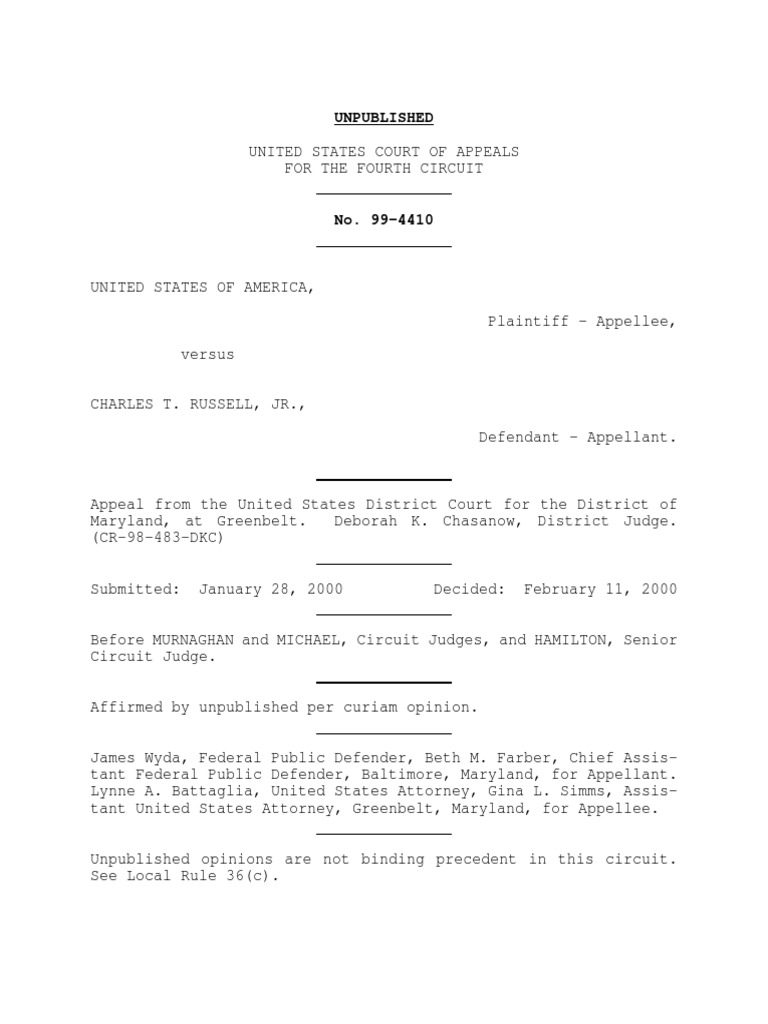 Appeal Affirmed: Russell v. USA Case | PDF | Law