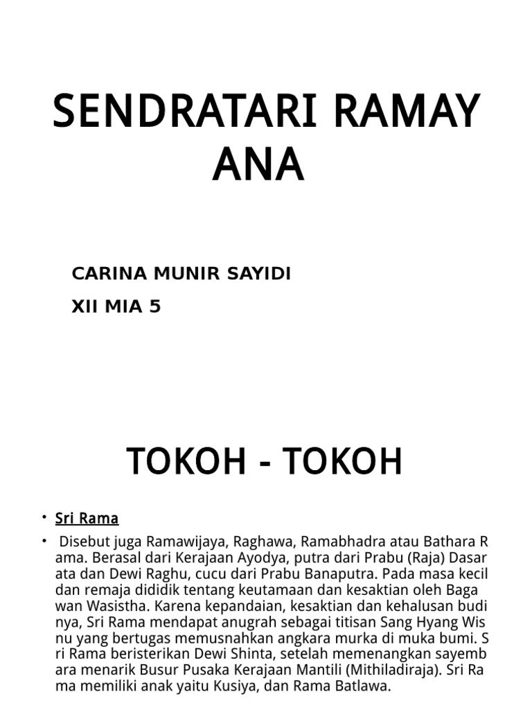 Tokoh dan Sinopsis Sendratari Ramayana | PDF