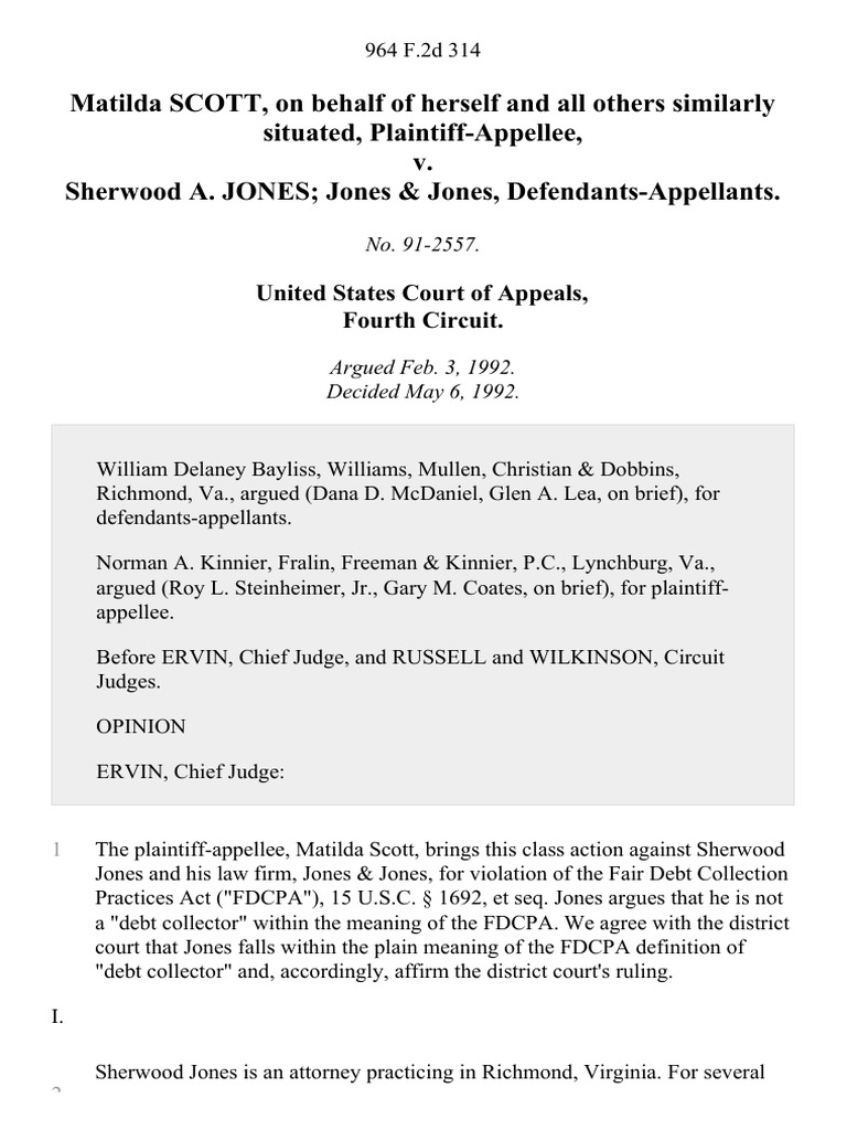 Matilda Scott, On Behalf of Herself and All Others Similarly Situated v ...