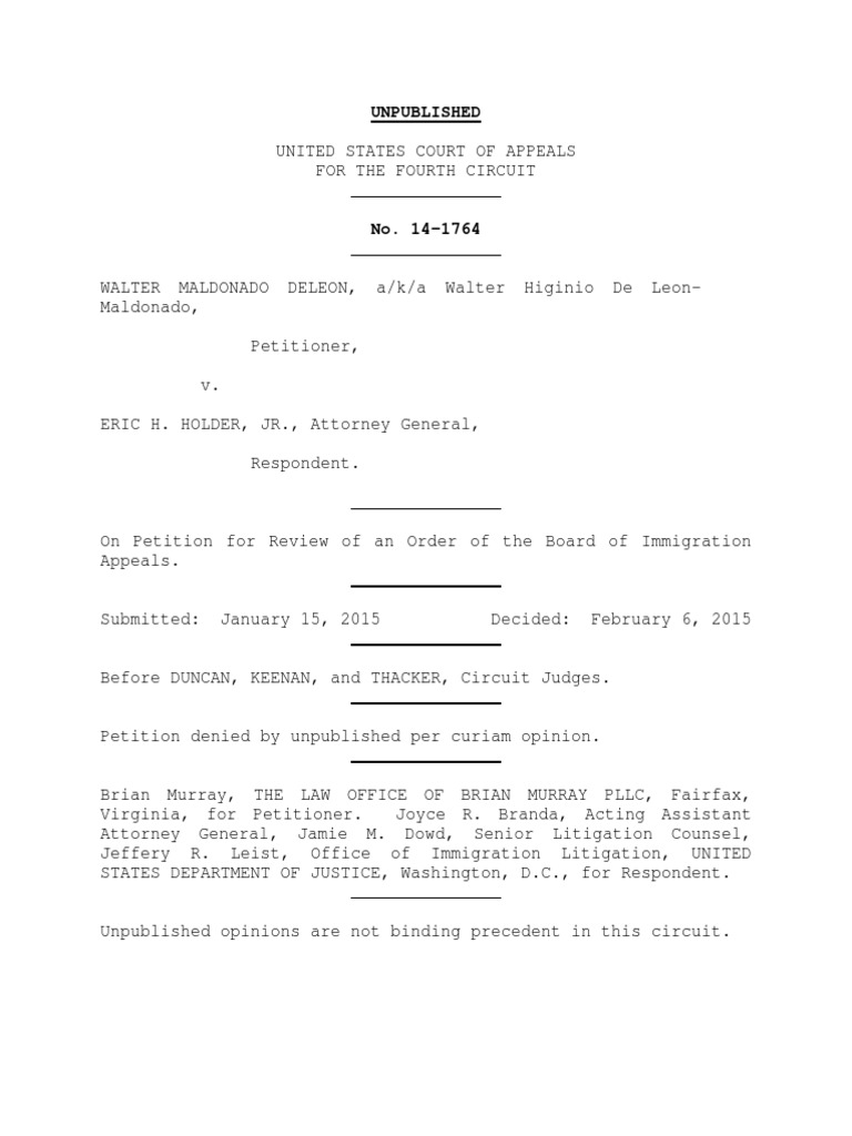 Immigration Appeal Denied: DeLeon Case | PDF | Removal Proceedings ...