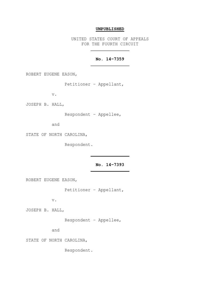 Eason v. Hall: Appeals Dismissed and Affirmed | PDF | Social Science | Law