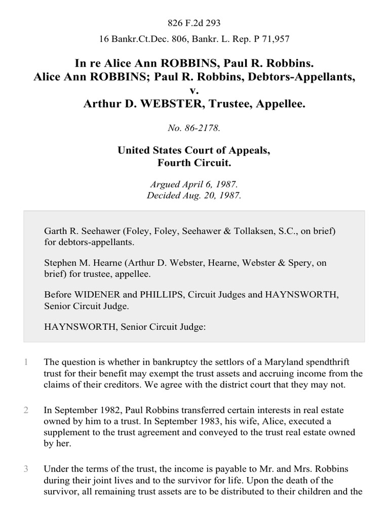 In Re Alice Ann ROBBINS, Paul R. Robbins. Alice Ann ROBBINS Paul R ...