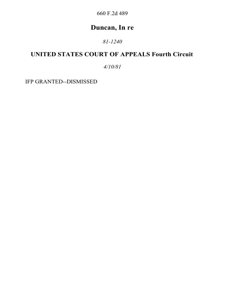 Duncan Case Summary - IFP Granted | PDF