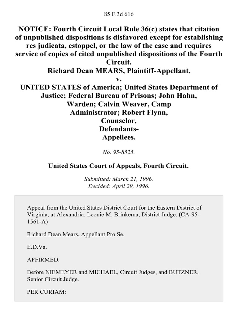 United States Court of Appeals, Fourth Circuit | PDF | Politics ...