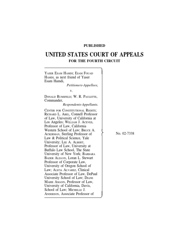 Hamdi v. Rumsfeld Case Overview | PDF | Enemy Combatant | Detention ...