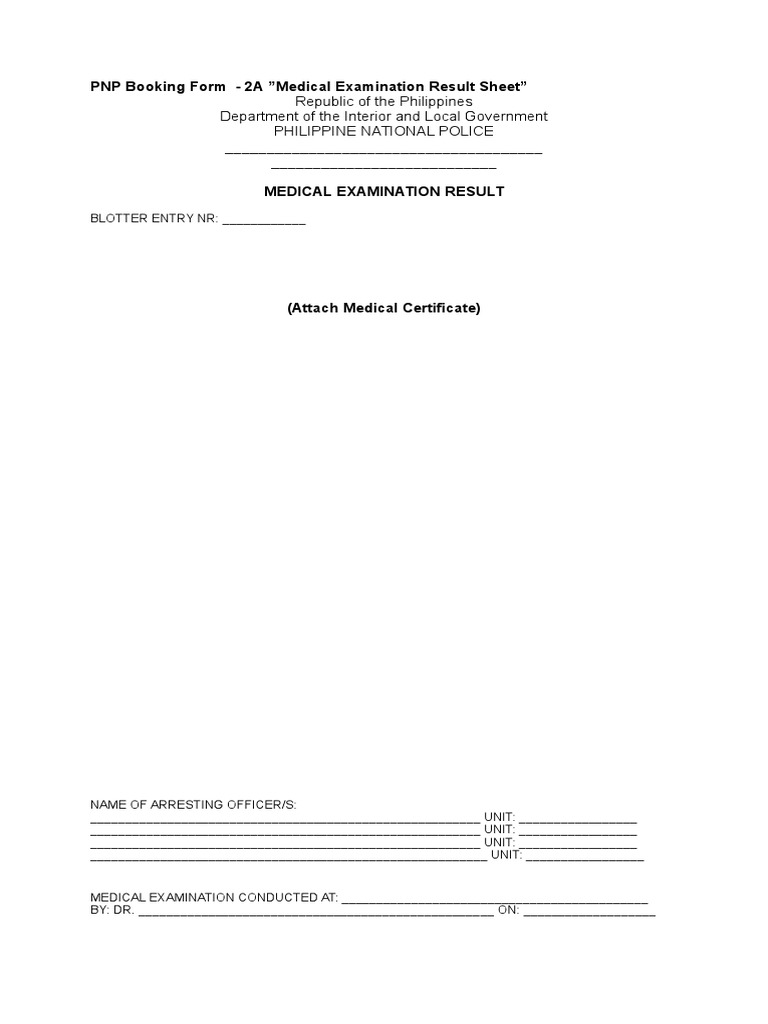 Medical Examination Result Sheet | PDF