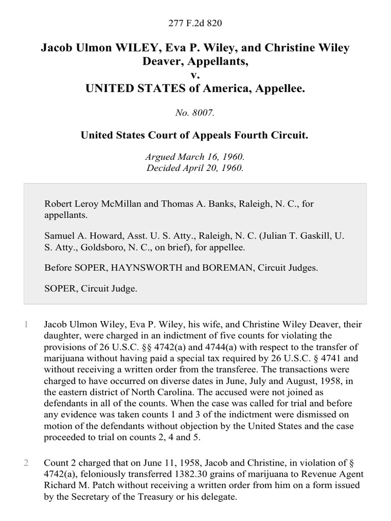 Jacob Ulmon Wiley, Eva P. Wiley, and Christine Wiley Deaver v. United ...