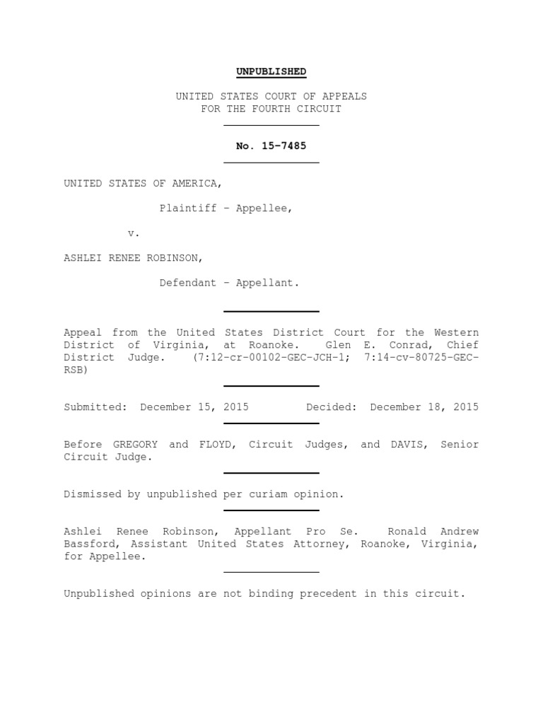 Appeal Dismissal for Ashlei Robinson | PDF | Politics | Social Science