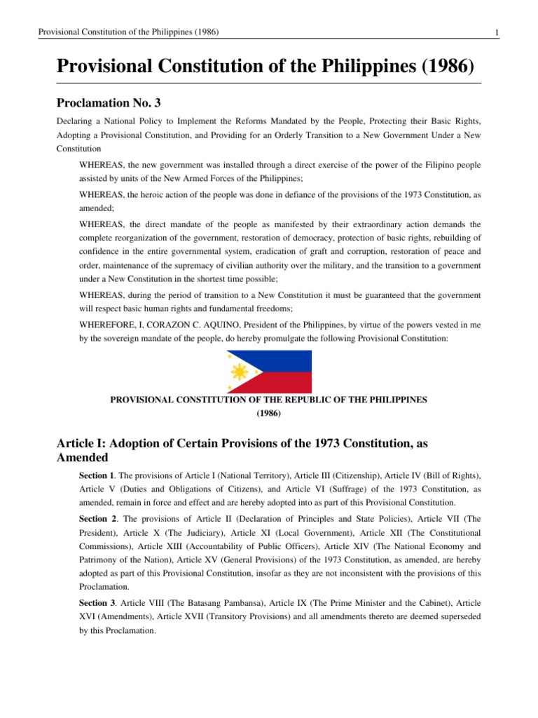 1986 Constitution | PDF | Official Documents | Political Charters