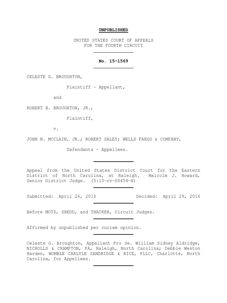 Celeste Broughton v. John McClain, JR., 4th Cir. (2016) | PDF