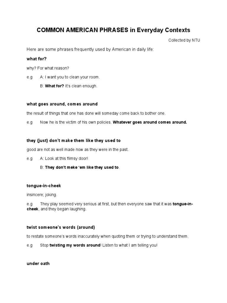 Common American Phrases Explained | PDF