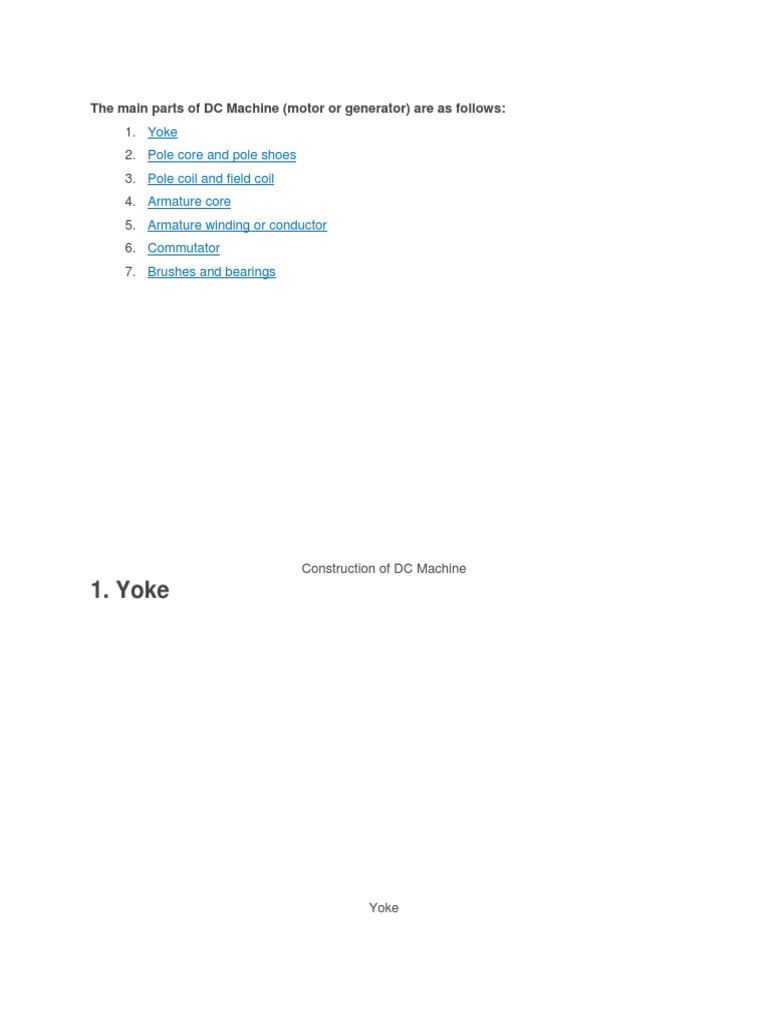 Main Parts and Functions of DC Machines | PDF | Magnetic Devices ...