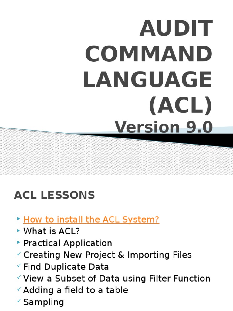 Audit Command Language Acl Pdf 