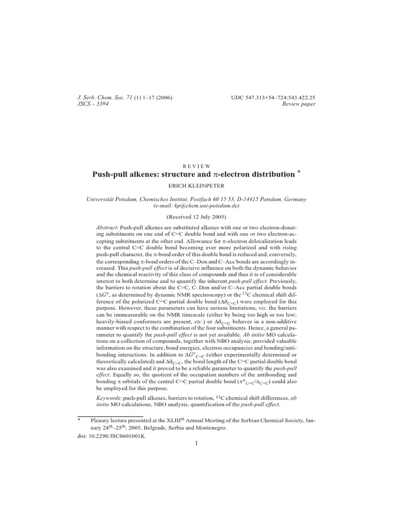 Push Pull | PDF | Molecular Orbital | Alkene