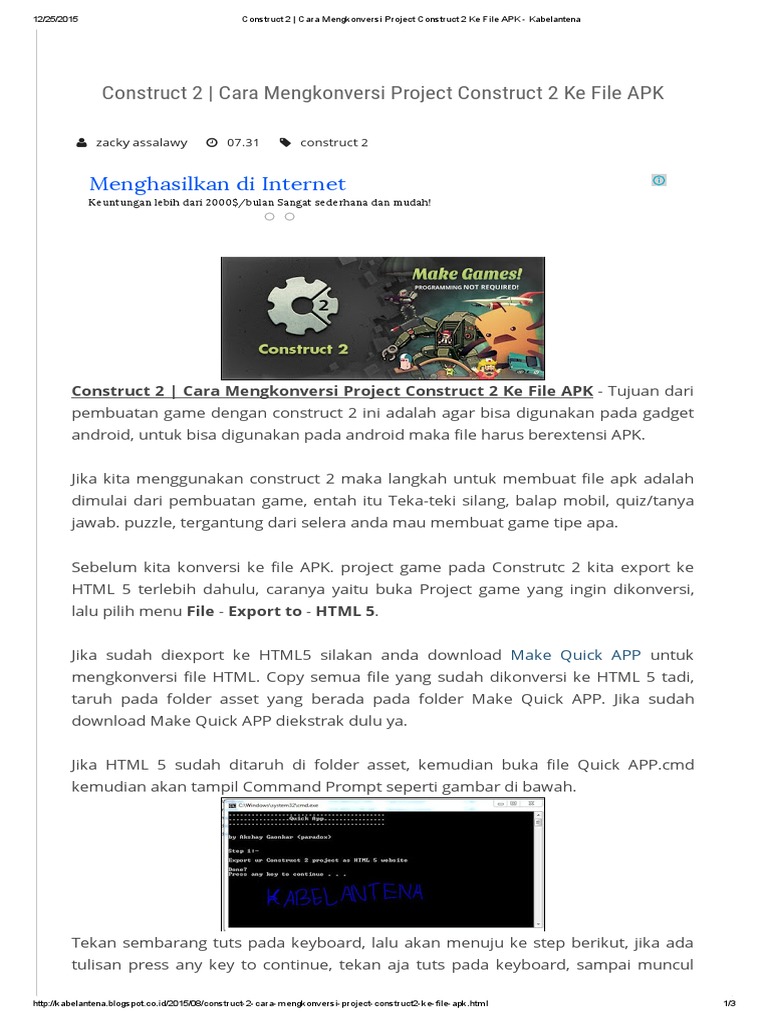 Construct 2 - Cara Mengkonversi Project Construct 2 Ke File APK ...