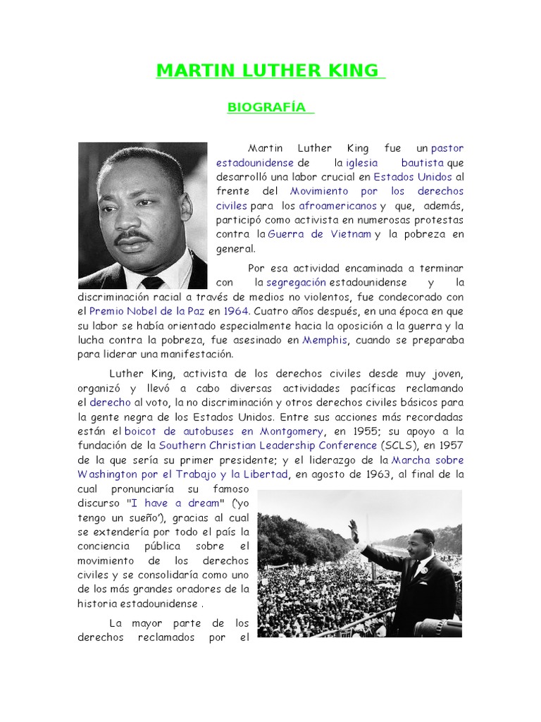 Martin Luther King | PDF | premio Nobel | Martin Luther King hijo.