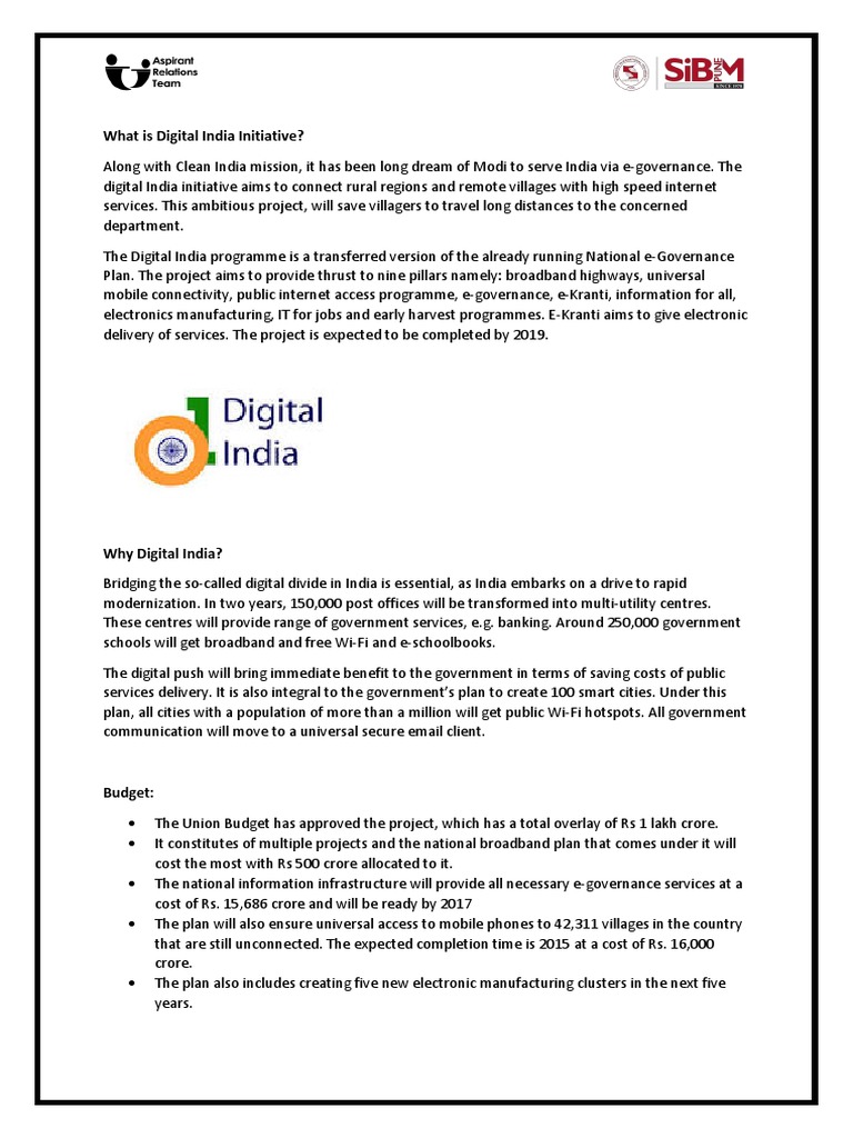Digital India Initiative | PDF | Internet Access | Information Age