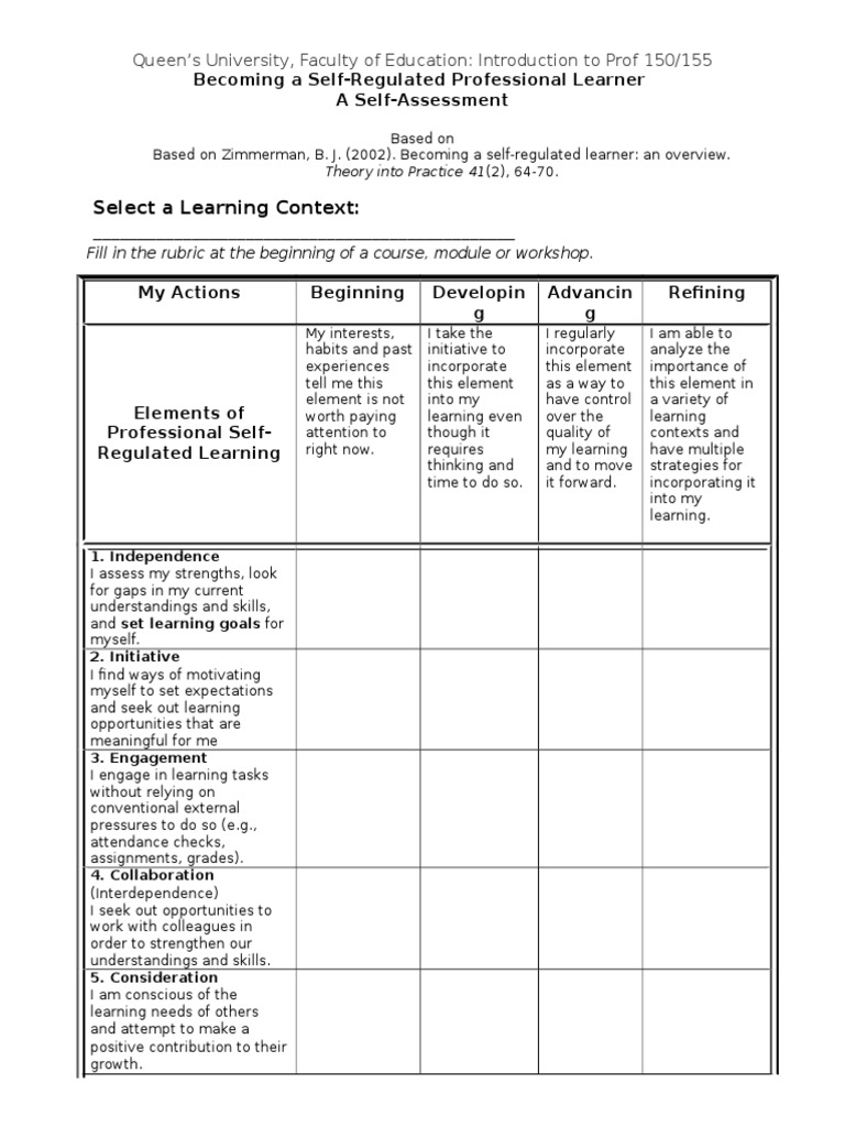 Professional Learning Rubric | PDF | Strategic Management | Learning