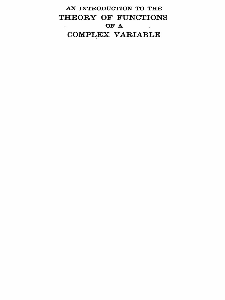 Copson E T Introduction To The Theory Of Functions Of A Complex Variable 1935 Pdf 9473
