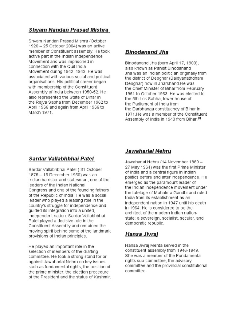 15 Prominent members of Constituent Assembly | Politics Of India ...