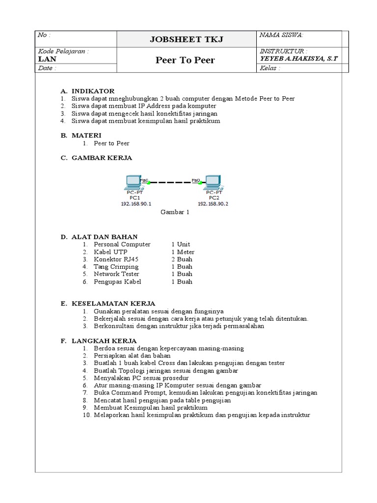 Jobsheet Jaringan Peer To Peer | PDF