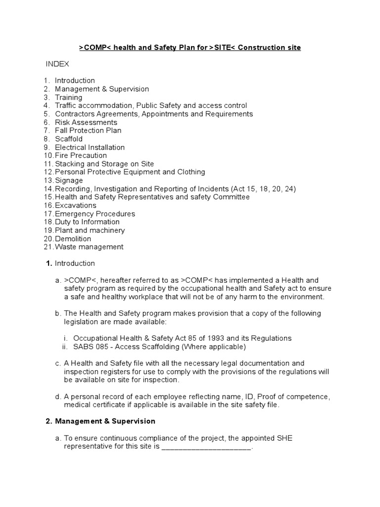 22 08health and Safety Plan | PDF | Occupational Safety And Health | Safety