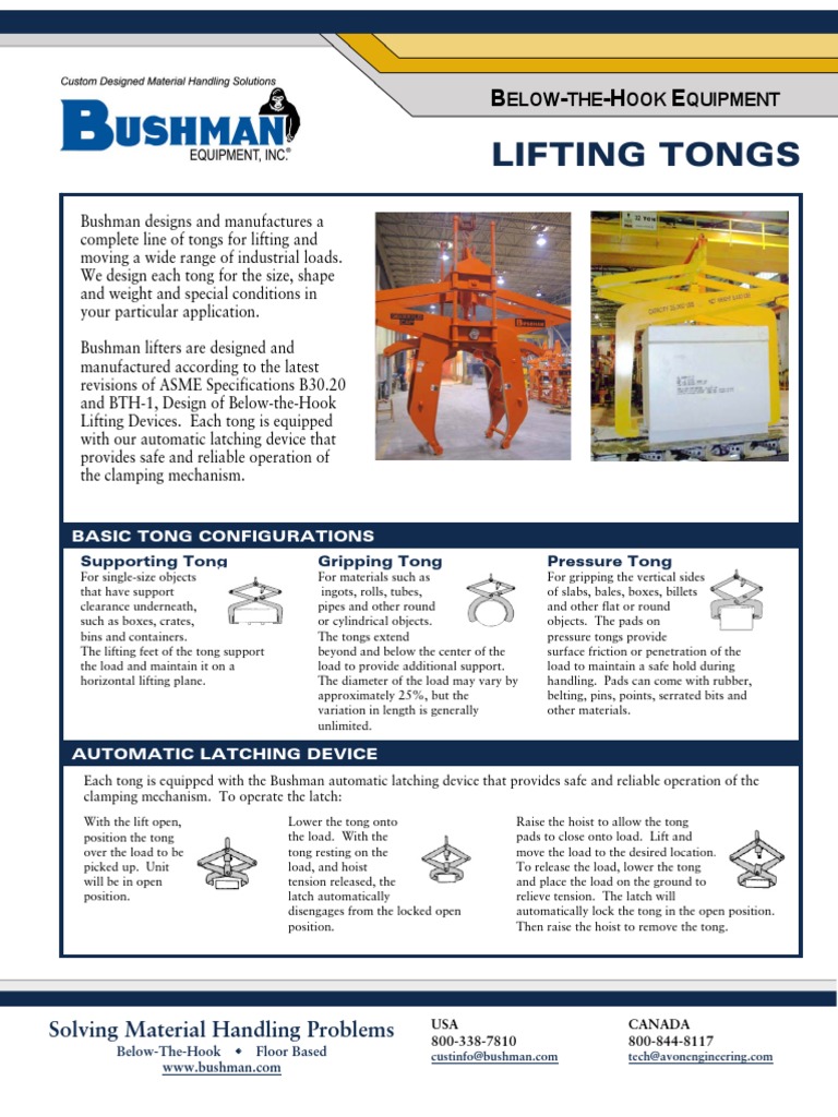 Custom Lifting Tongs for Ingot Handling | PDF | Elevator | Friction