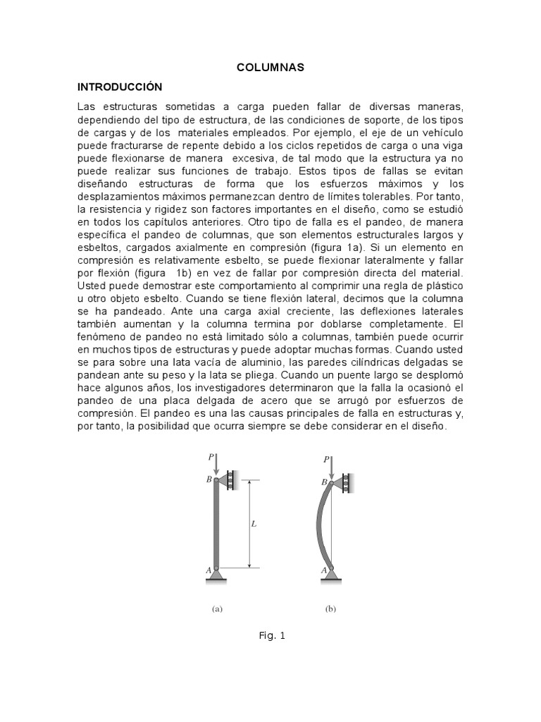 Tipos de pandeo de columnas y carga crítica de Euler | PDF | Pandeo ...