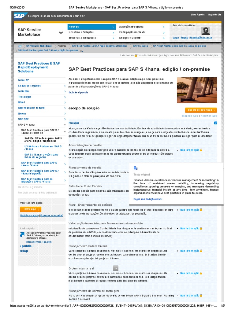 SAP Best Practices para SAP S - 4hana, Edição On-Premise | PDF | Cadeia ...