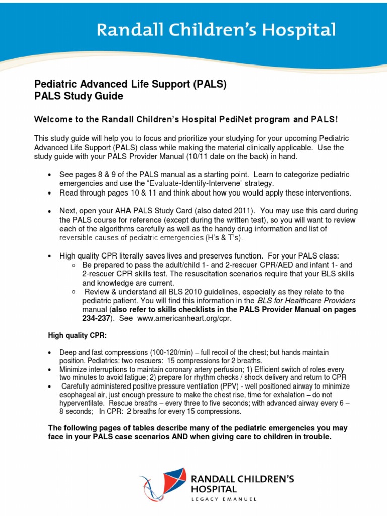 Pediatric Advanced Life Support (PALS) PALS Study Guide | PDF | Shock ... Pediatric Advanced Life Support (PALS) PALS Study Guide | PDF | Shock ...